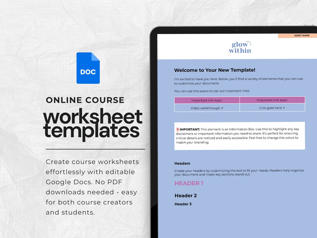 Google Docs Workbook Template | Canva Ebook Template | Course Creator ...