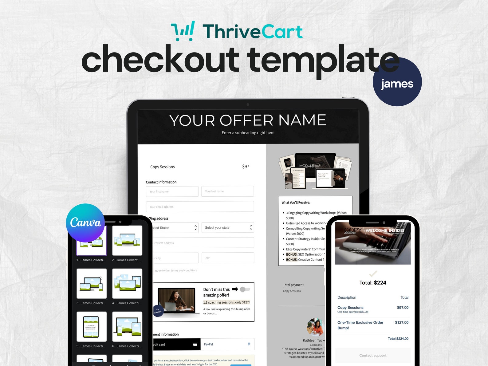 Thrivecart Checkout Template | Course Sales Page | Coaching Template | Editable Canva Assets - Etsy