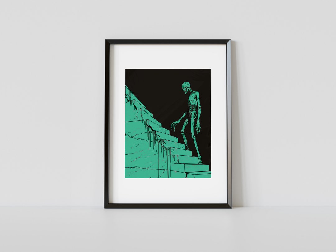 Grim Alien Climbing Abandoned Staircase: Sci-fi Horror Digital Print - Etsy