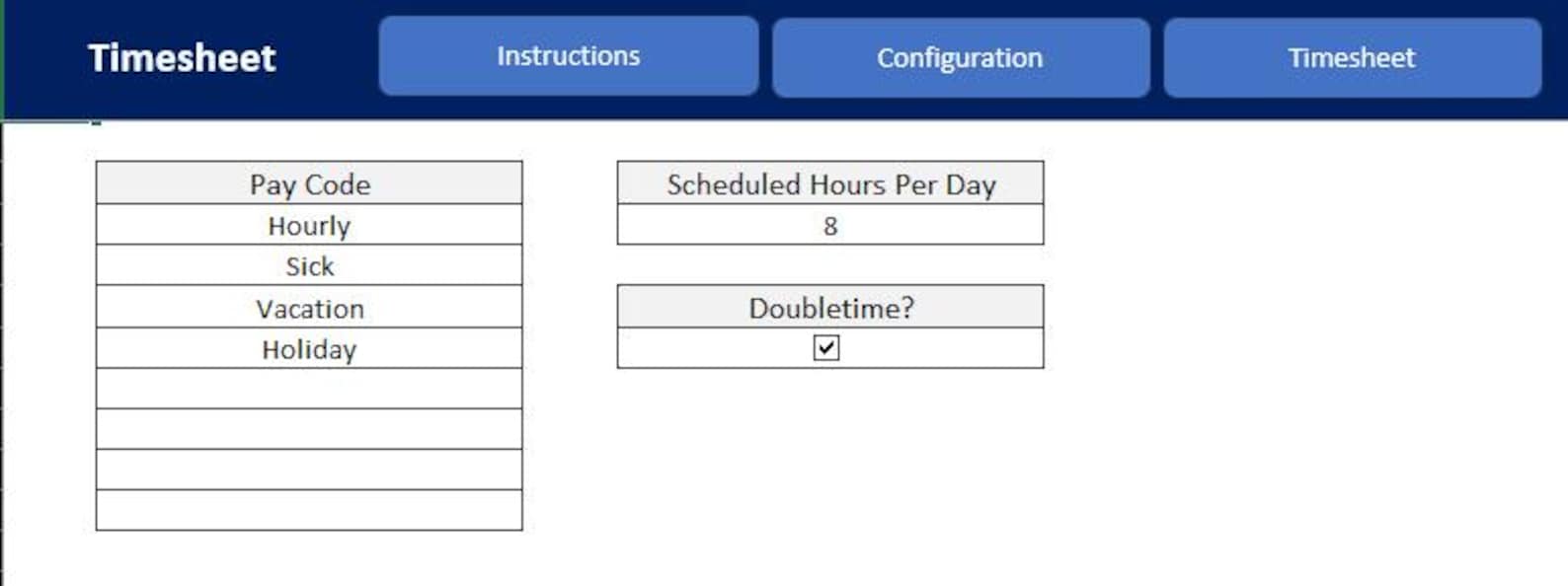 Excel Timesheet Template; Auto Calculate Overtime, Double Time, Printable Time Sheet - Etsy