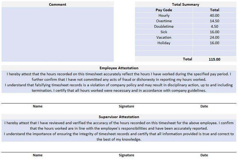 Excel Timesheet Template; Auto Calculate Overtime, Double Time ...
