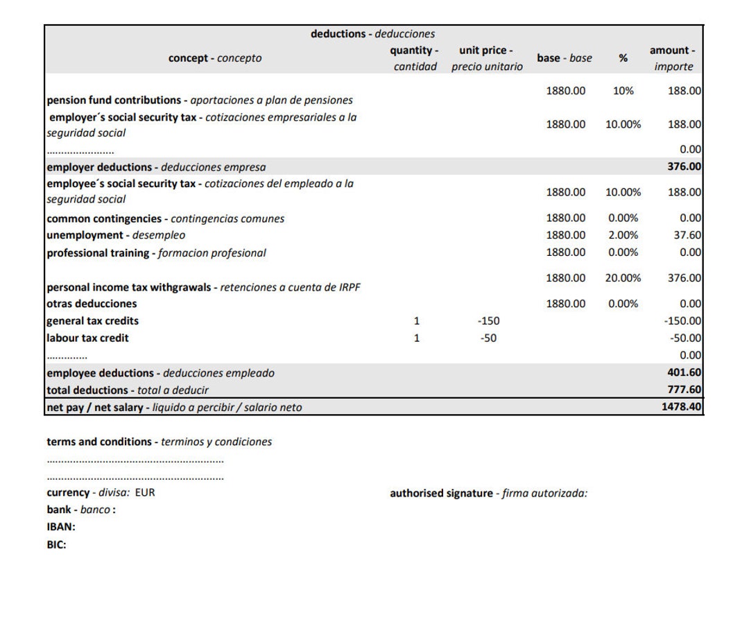 Payslip Template Payroll Model - Etsy