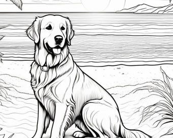 Golden Retriever Coloring Pages – Cute Dog Printable Book for Kids ...