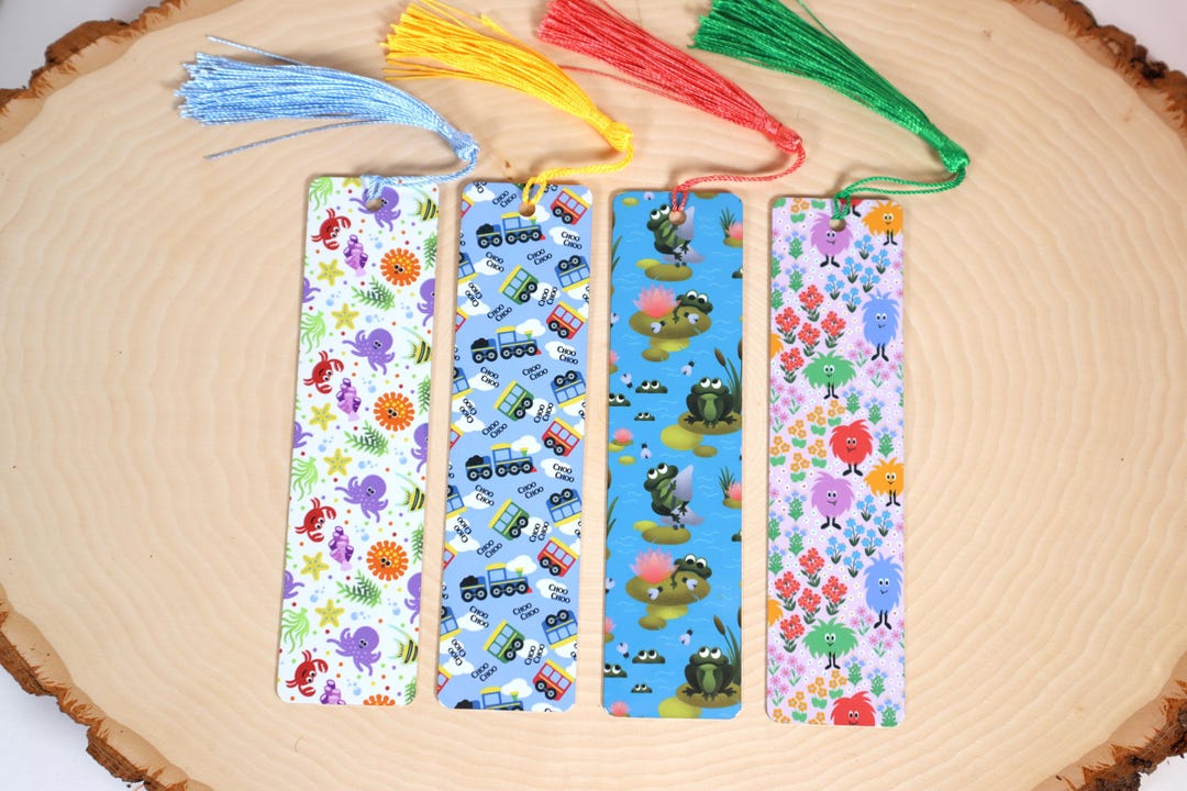 Cute Set of Bookmarks for Kids, Metal Bookmark With Tassel, Choo Choo ...