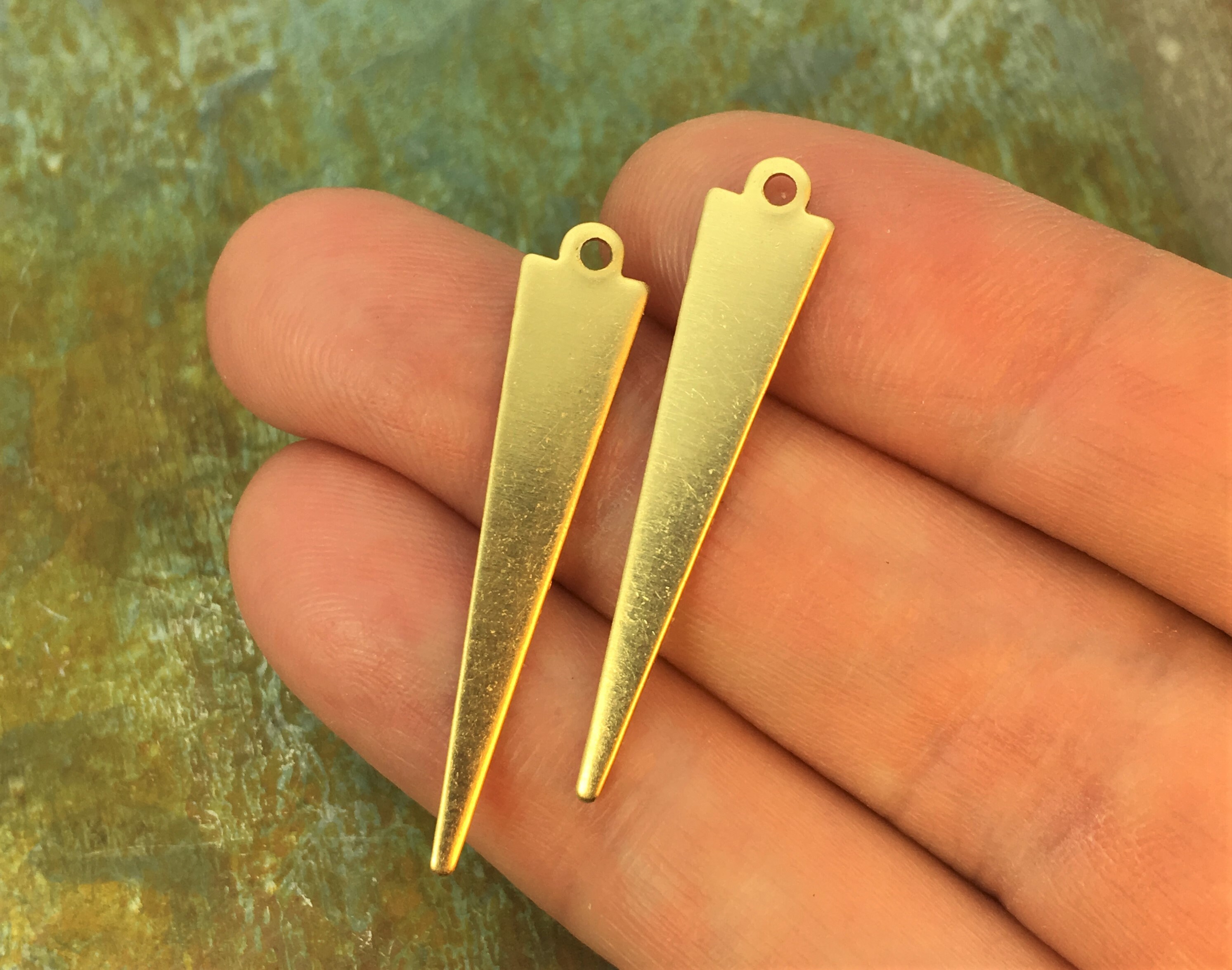 Triangle Spike Charms / Raw Yellow Brass / Geometric Charms / - Etsy