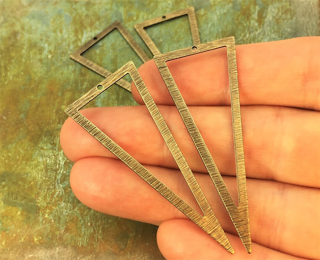 Large Textured Triangle Charms / Hand Antiqued Brass / Polished ...