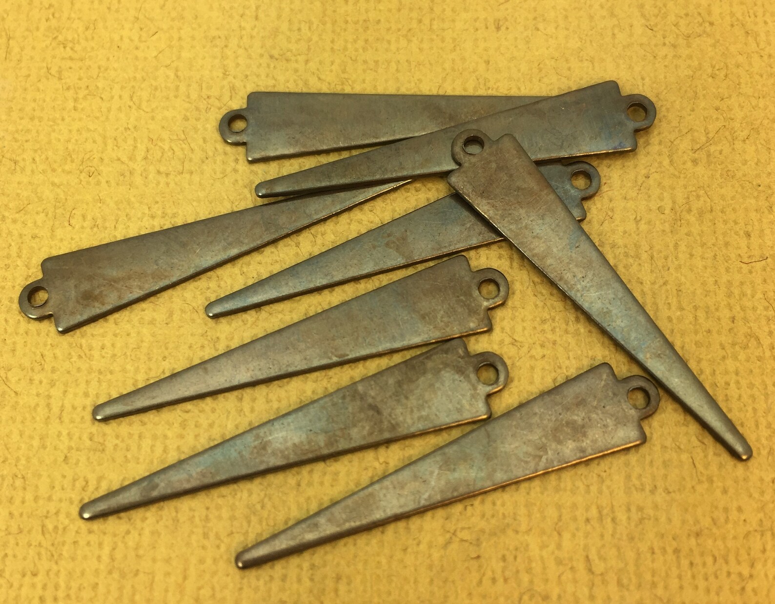 Triangle Spike Charms / Raw Yellow Brass / Geometric Charms / | Etsy