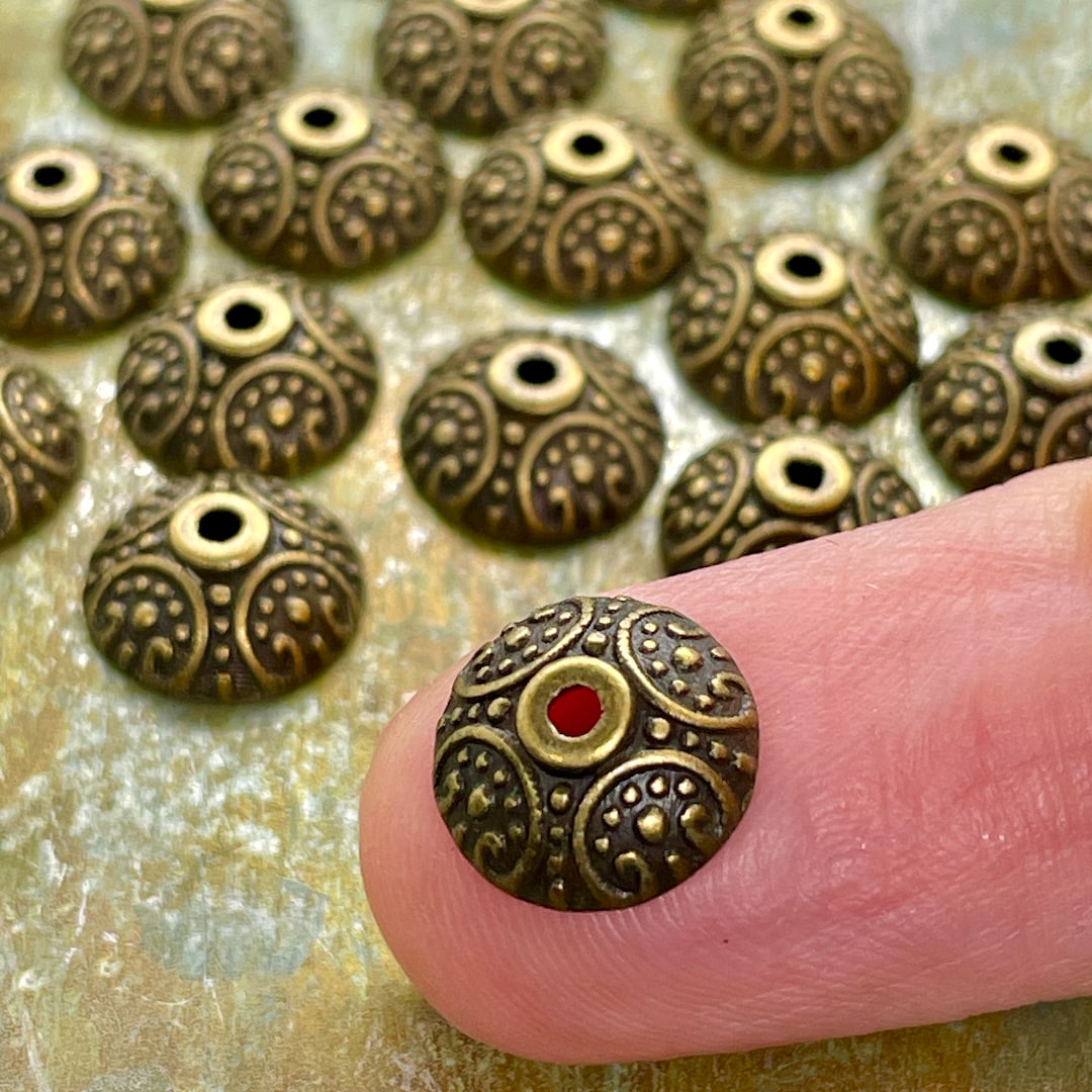 Antique Bronze Bead Caps: Ornate Jewelry Supplies (30 Pc) - Etsy
