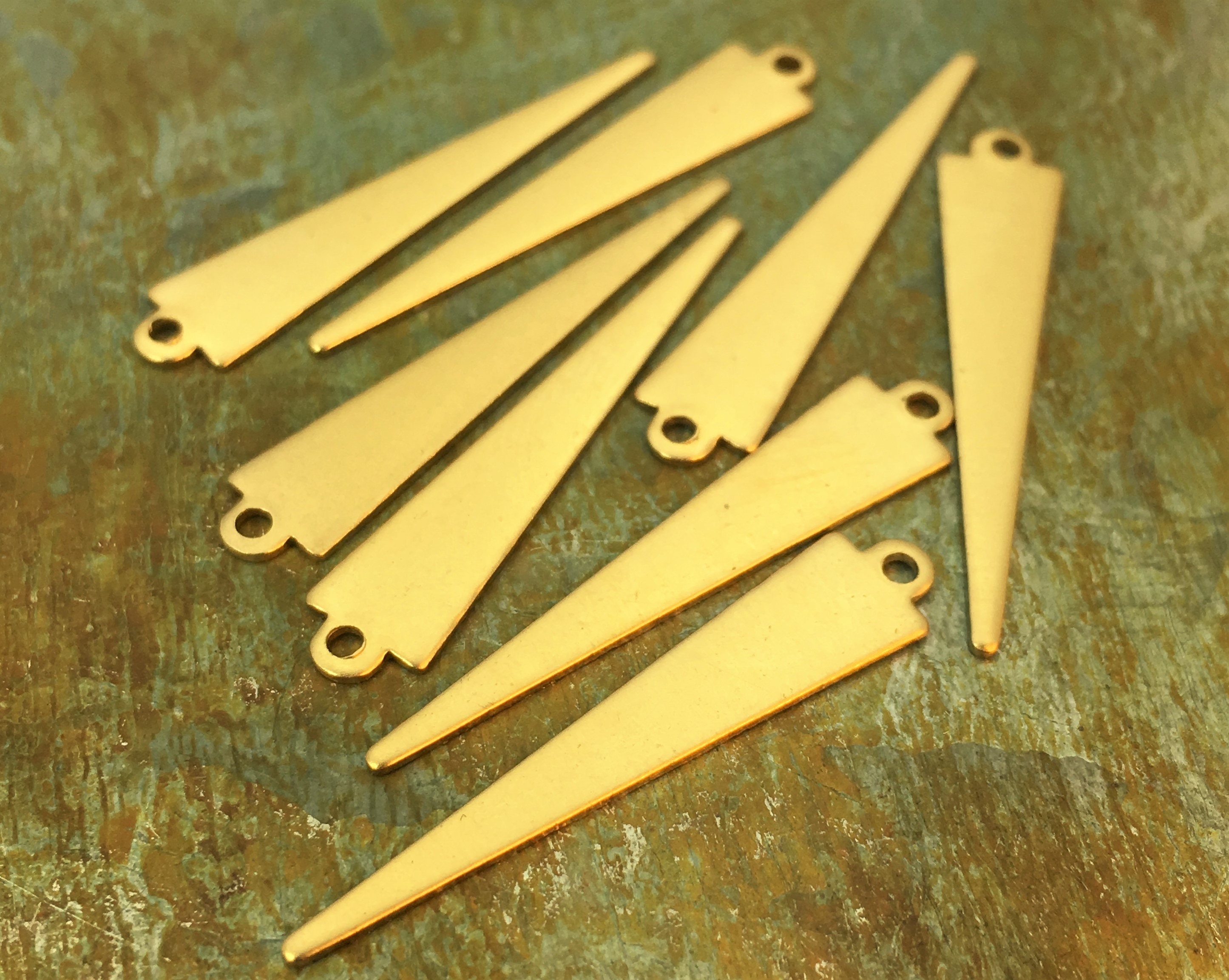 Triangle Spike Charms / Raw Yellow Brass / Geometric Charms / - Etsy