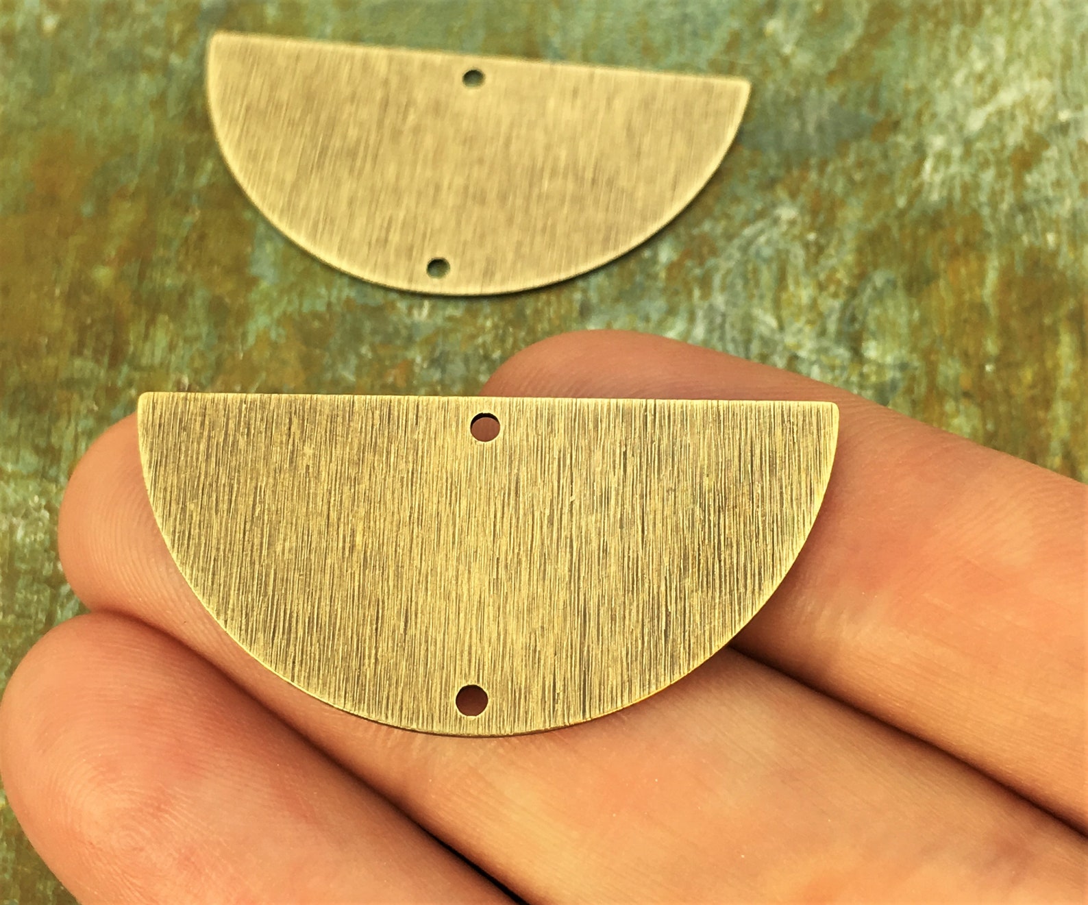 Brass Half Round Charms / Hand Antiqued / Textured / Polished - Etsy