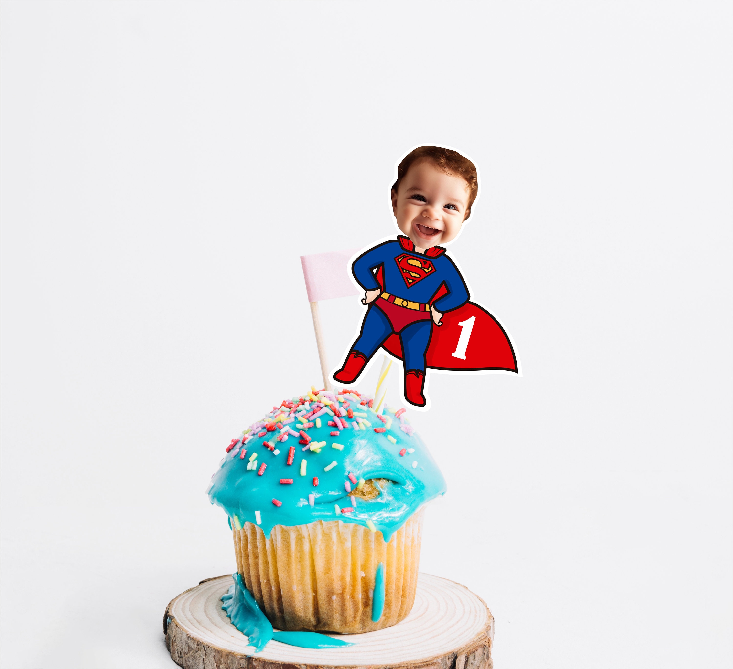 Superman Cupcake Toppers Personalized Faces for Custom Party Fun Decor ...