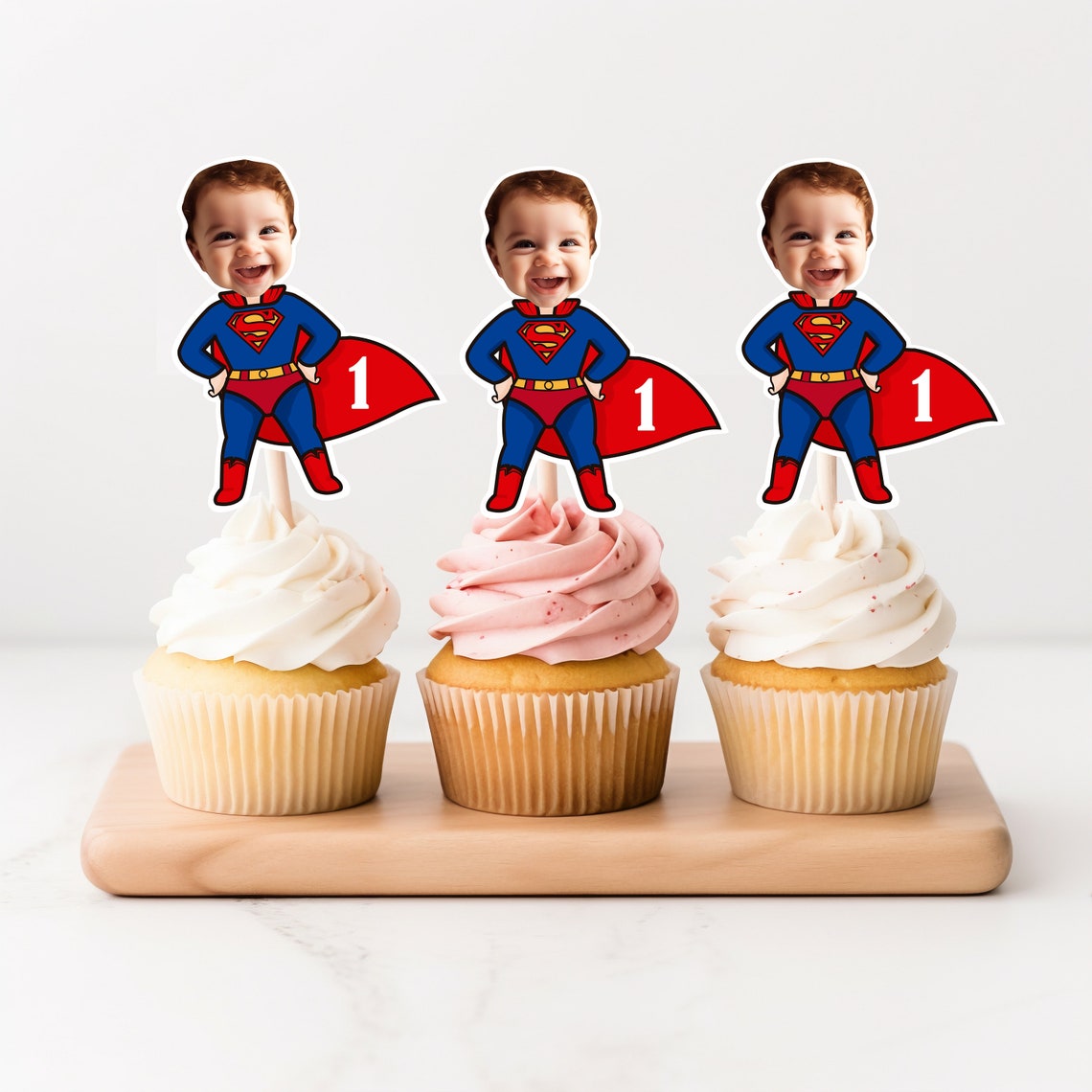 Superman Cupcake Toppers Personalized Faces for Custom Party Fun Decor ...