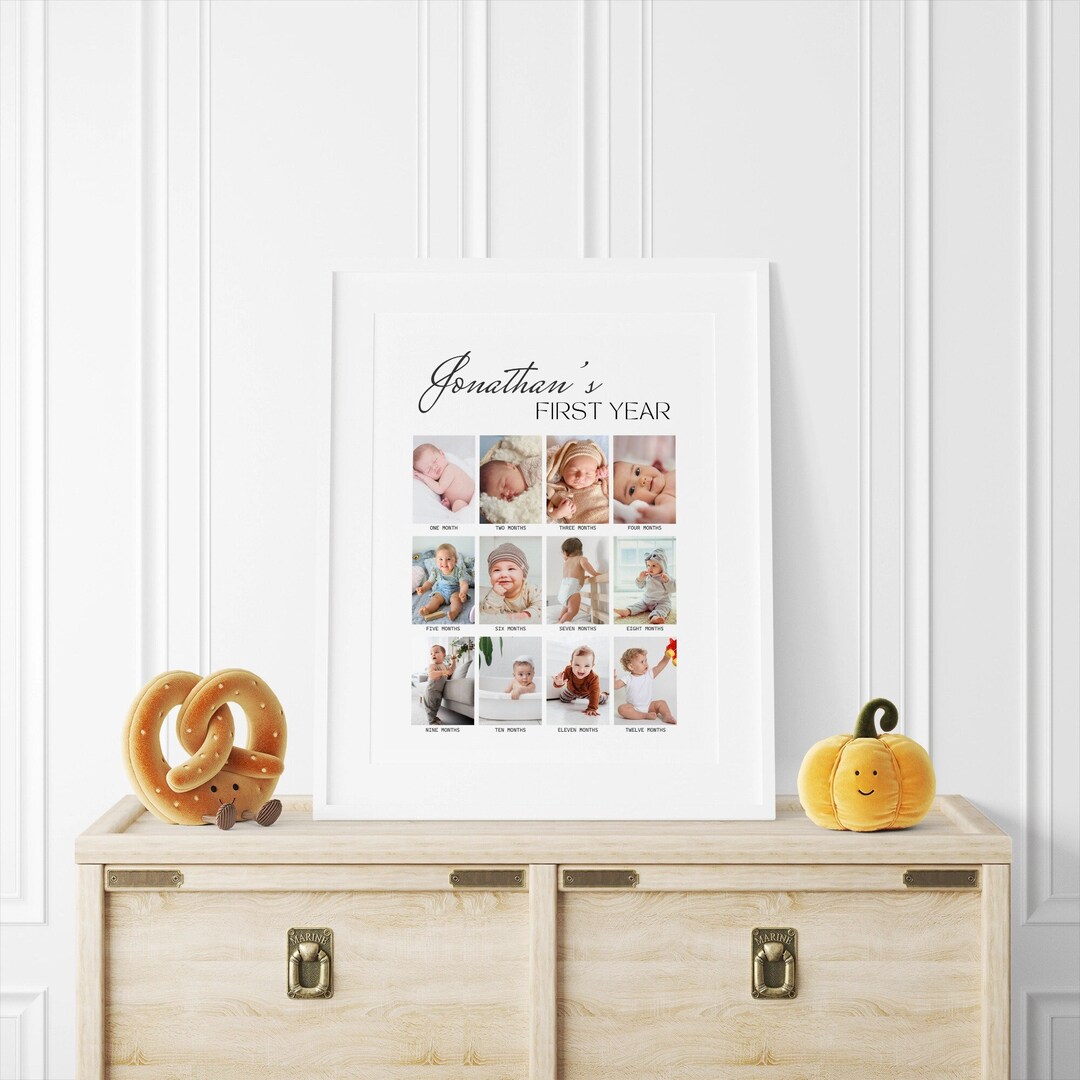 Printable Baby's First Year Poster Template, Editable Year in Pictures ...