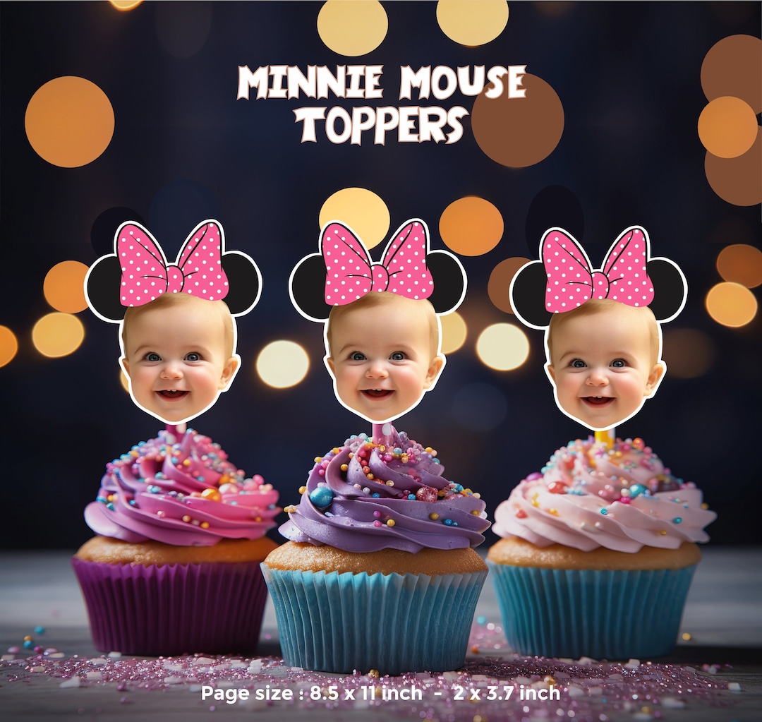 Minnie Mouse Cupcake Toppers - Personalized Faces for Custom Party Fun ...