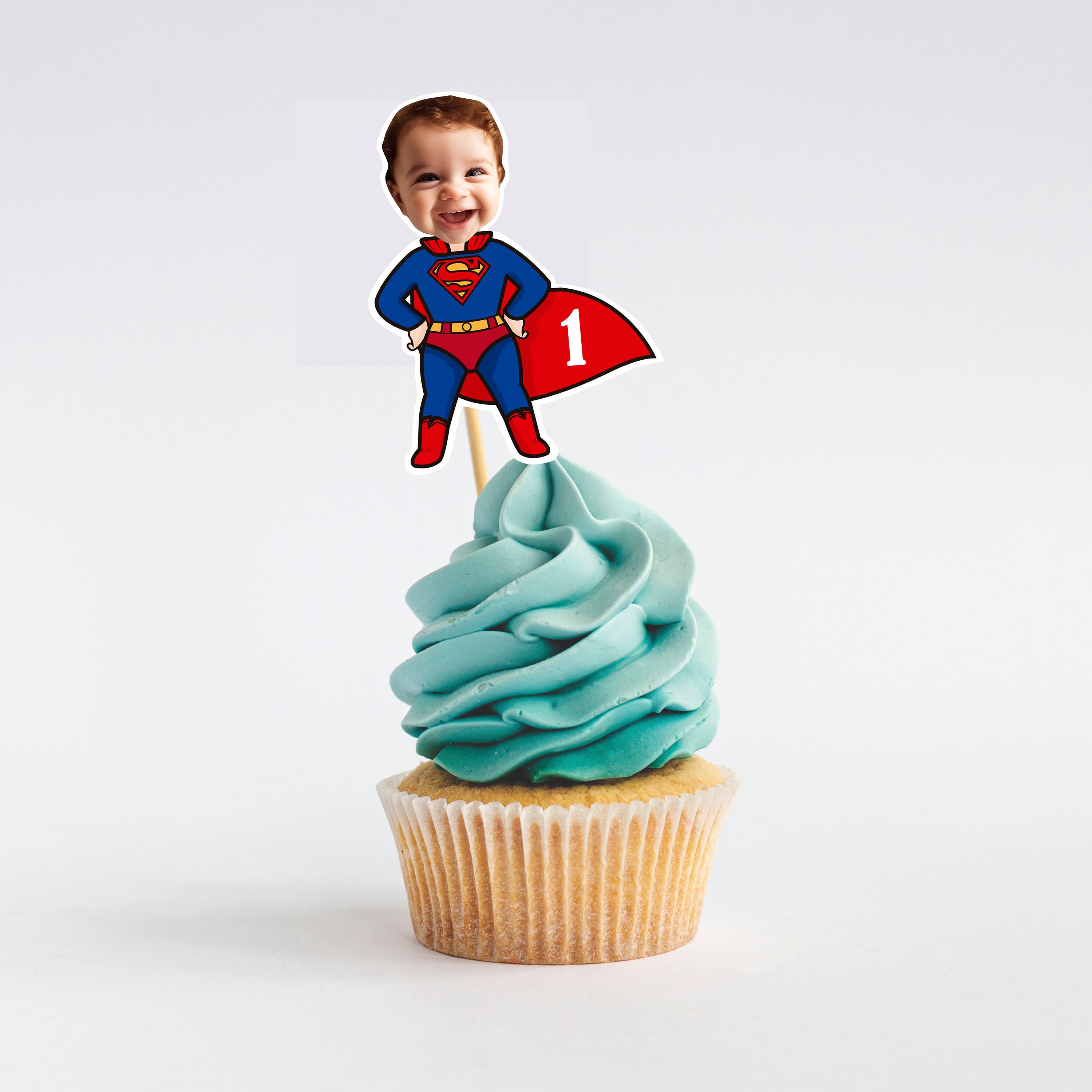 Superman Cupcake Toppers Personalized Faces for Custom Party Fun Decor ...