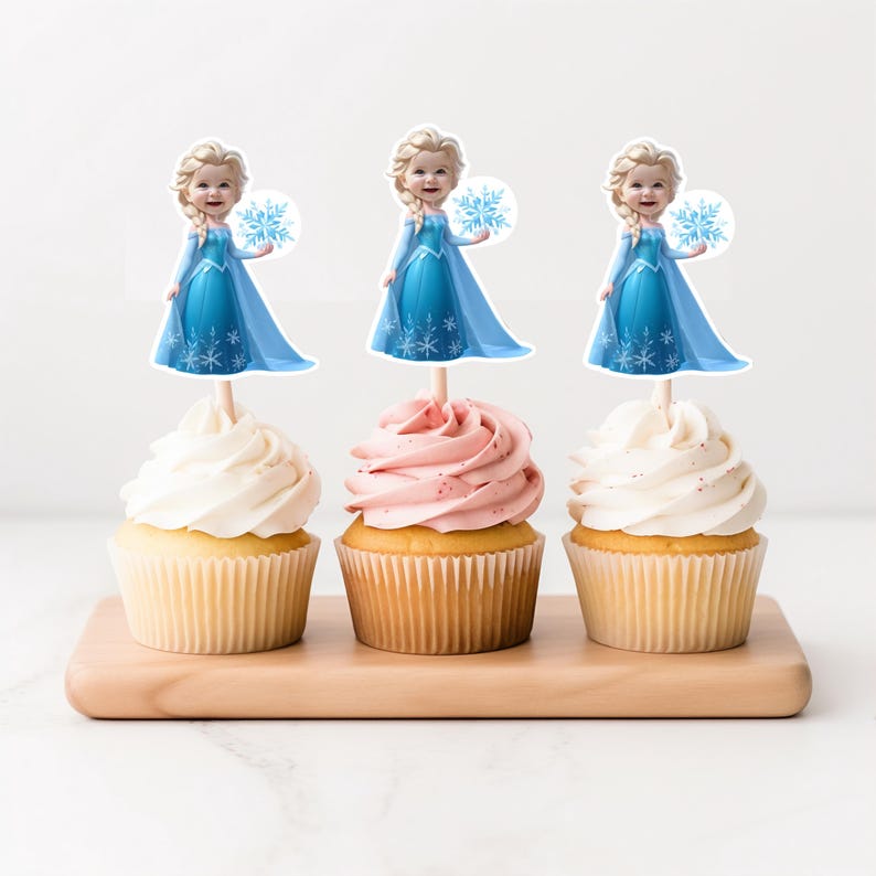 FROZEN ELSA Cupcake Toppers - Personalized Faces for Custom Party Fun ...