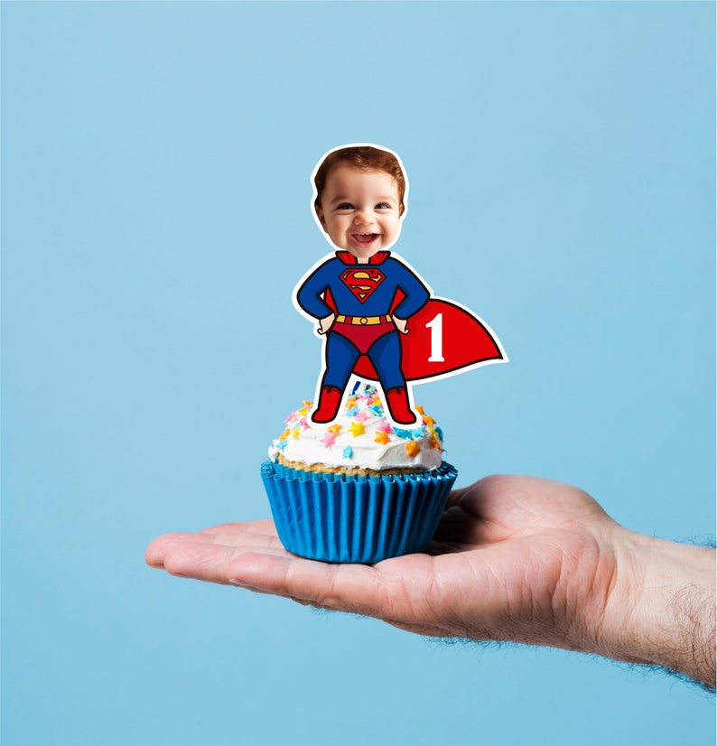 Superman Cupcake Toppers Personalized Faces for Custom Party Fun Decor ...