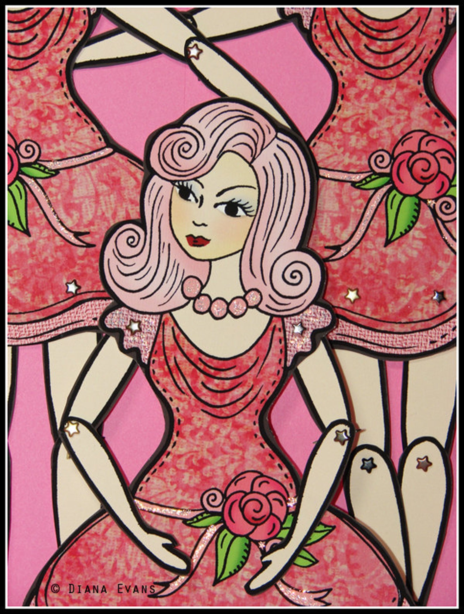 PDF Pink Lady Paper Doll - Etsy