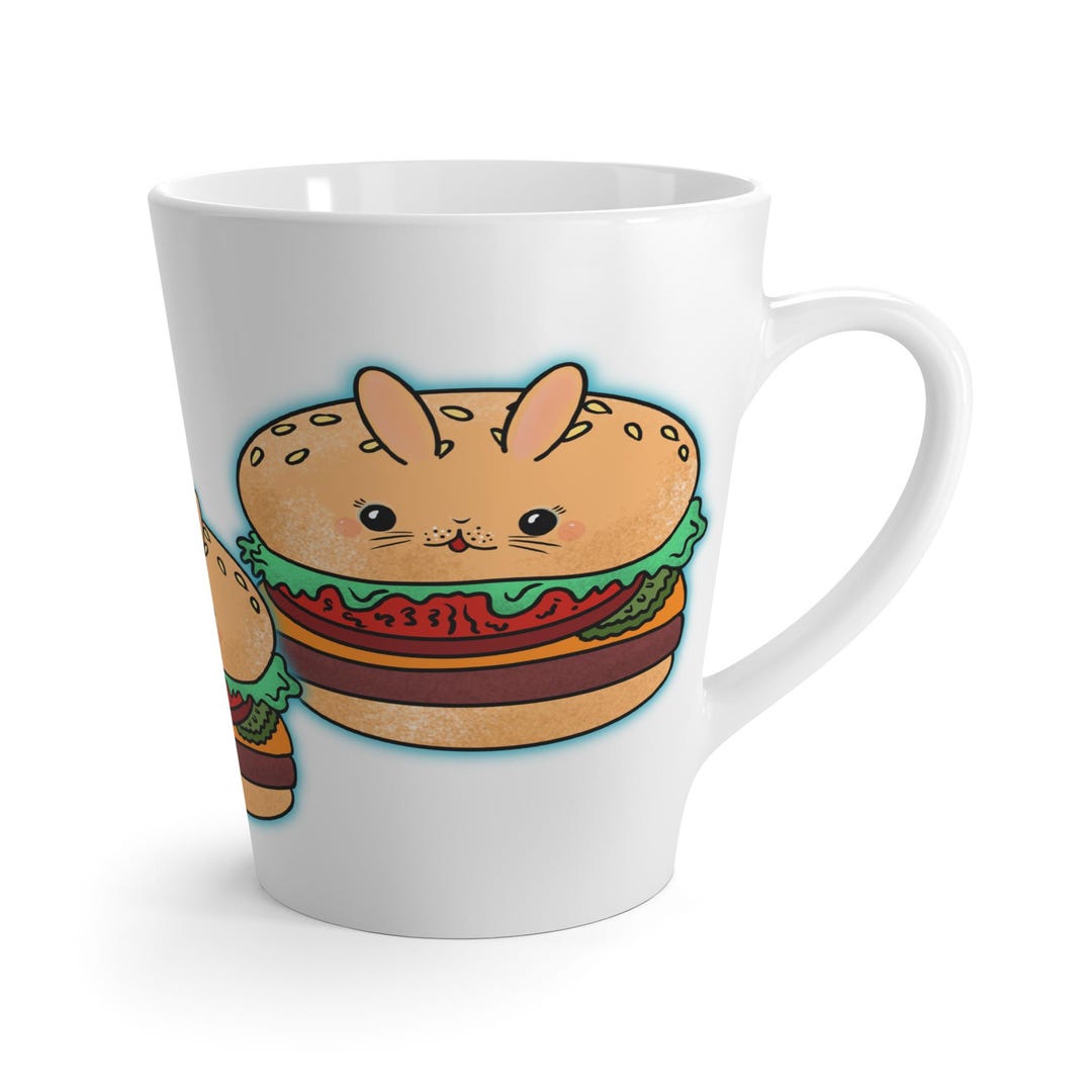 Kawaii Latte Mug, Cute Cheeseburger Bunny Coffee Cup, Girly Kitchen ...