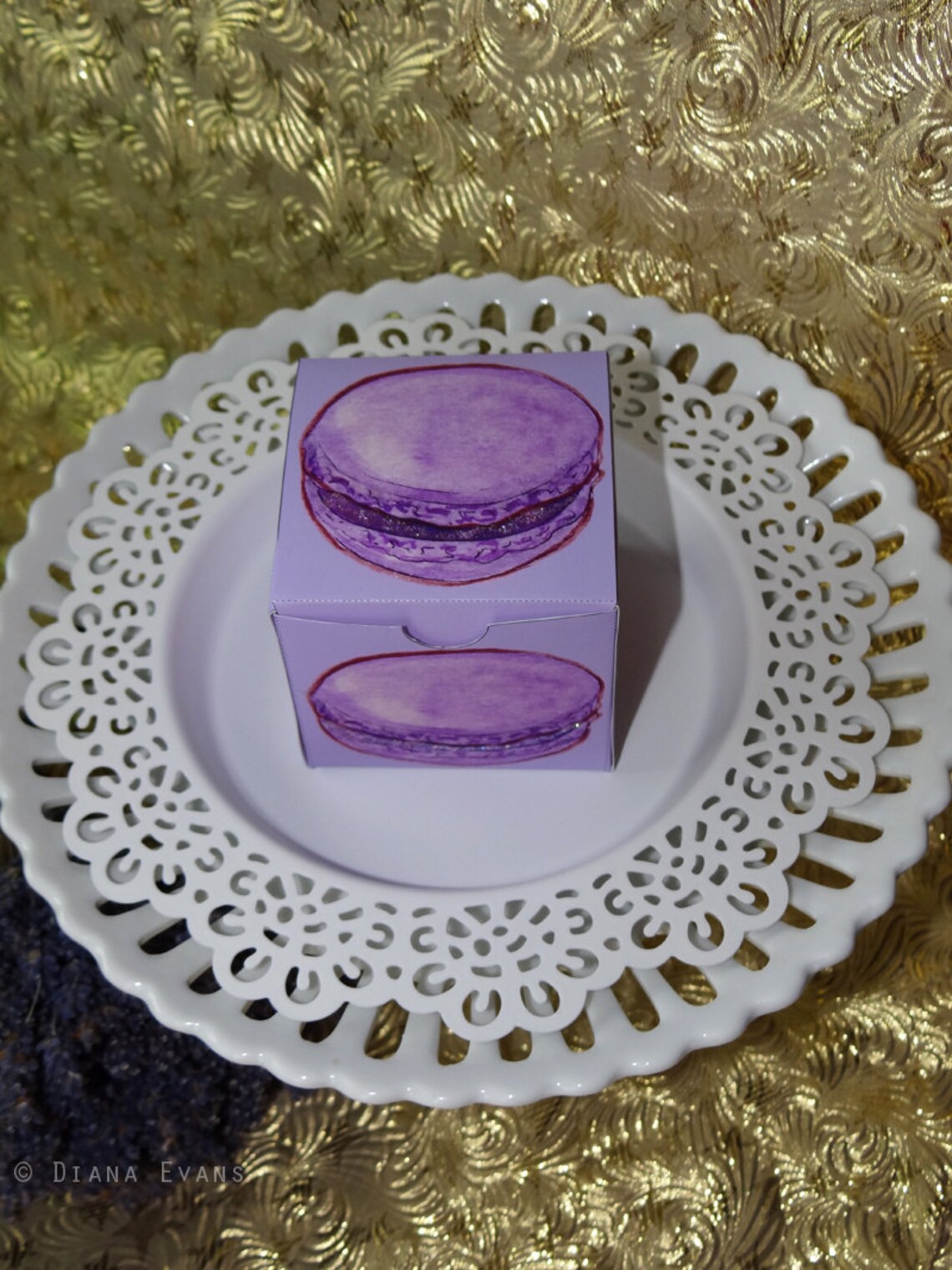 Cassis Violette Macaron Treat Box PDF File Craft Your Own - Etsy