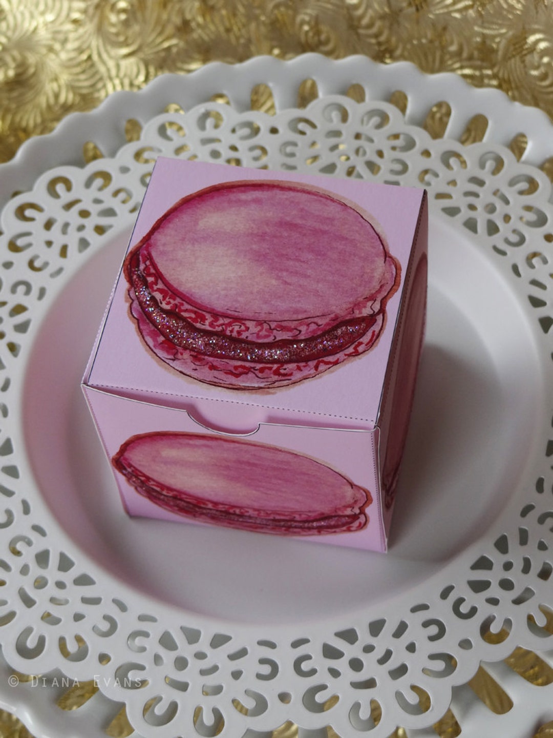 Raspberry Macaron Treat Box - PDF File - Craft Your Own - Etsy