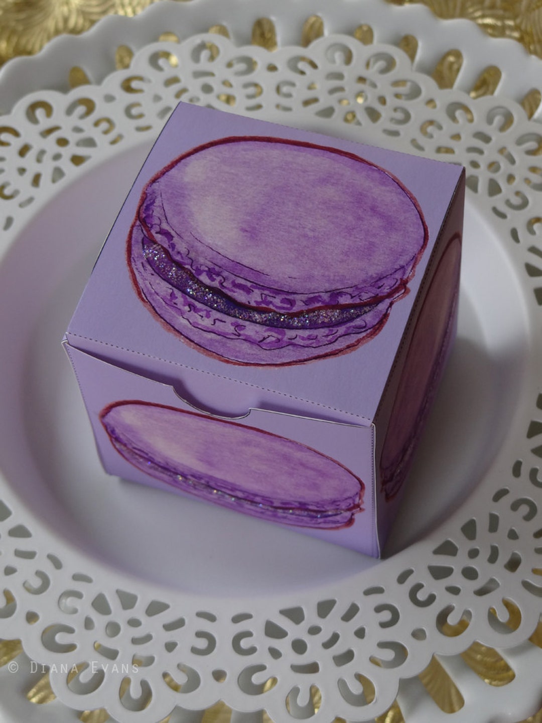 Cassis Violette Macaron Treat Box - PDF File - Craft Your Own - Etsy