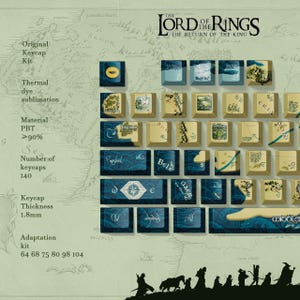 Middle-earth Map Keycap Set ,lord of the Rings Map Keycaps,original 1.8 ...