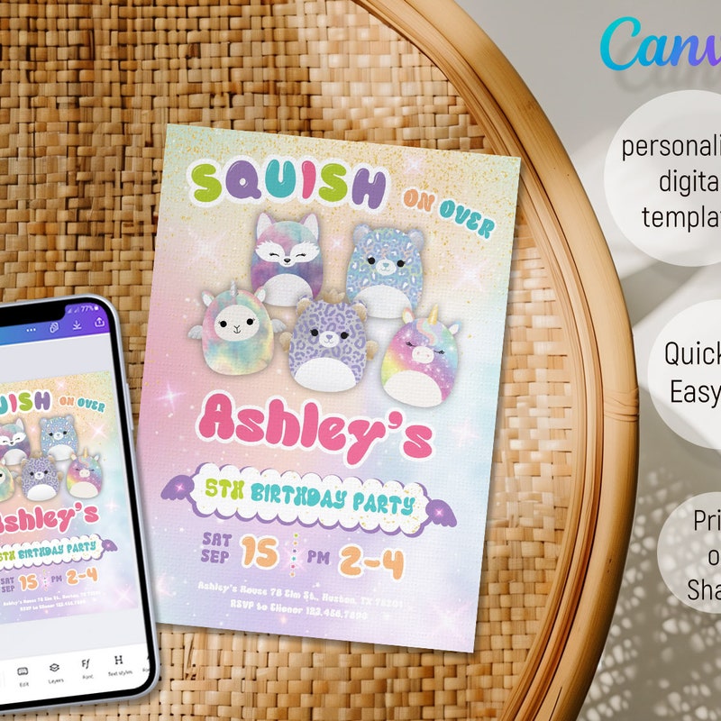 Squishy Party Invitation - Etsy