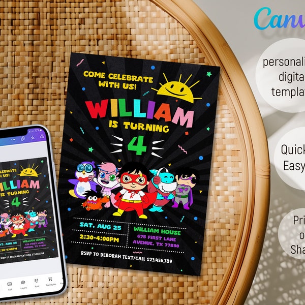 Ryans World Invitation Printable - Etsy Ryans World Invitation Printable - Etsy