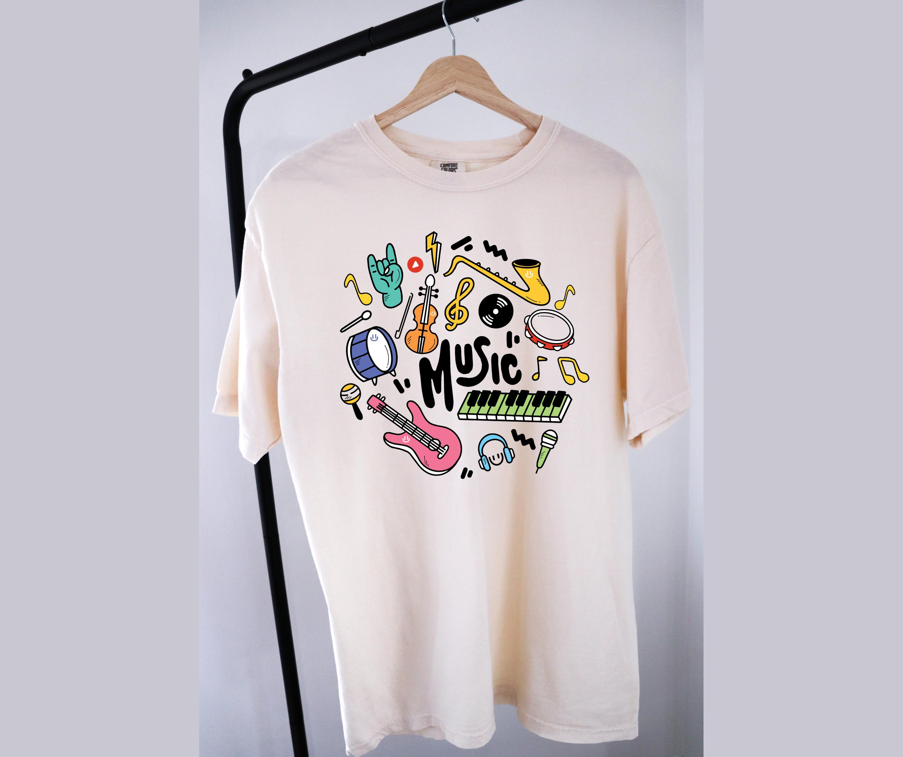 Music Doodles T-shirt (colored) | Music Teacher Shirt | Musician Tee ...