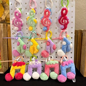 Beam Notes Punch Needle Keychain | Music Note Bag Charm | Musician ...