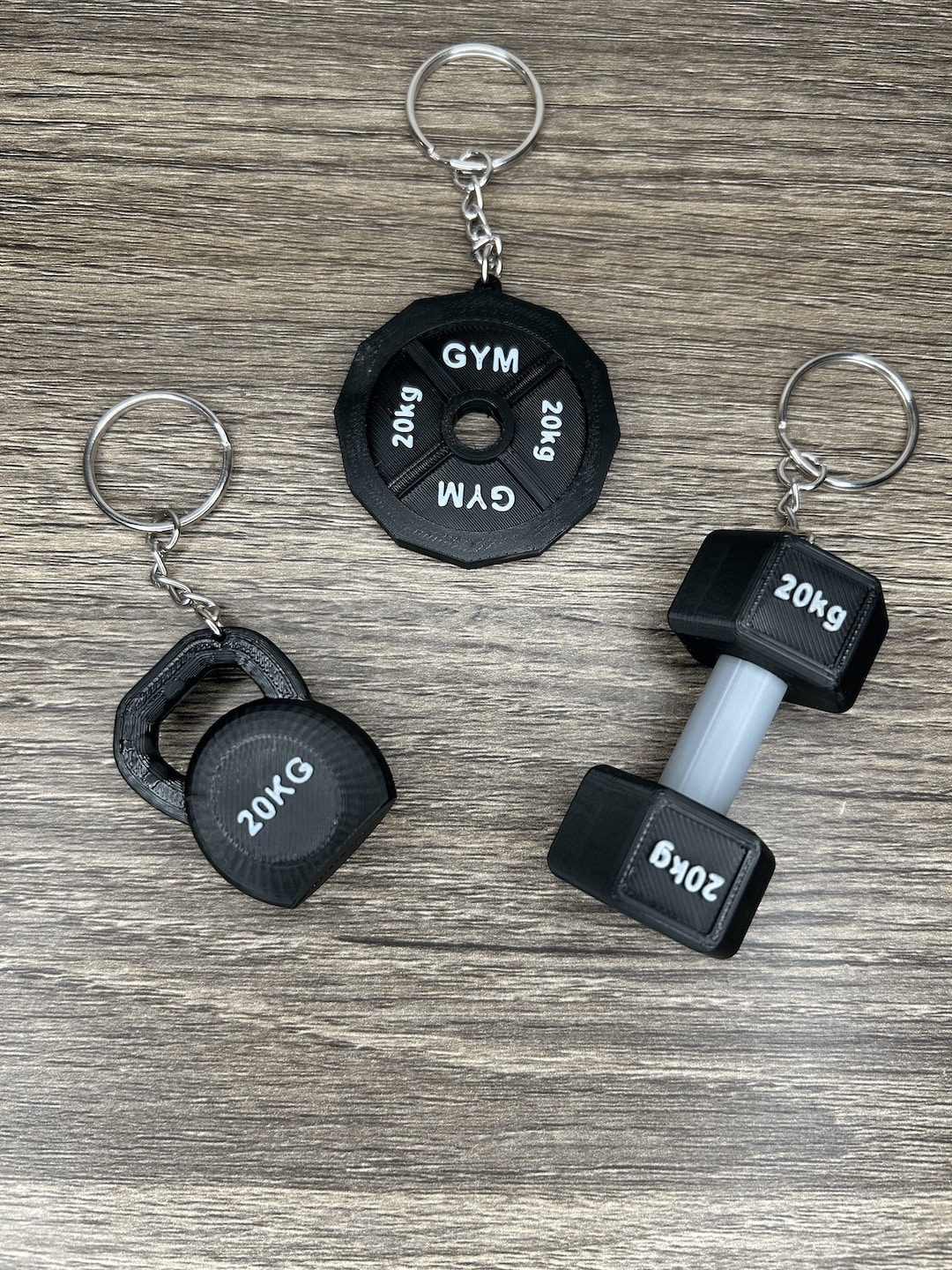3D Printed Gym Weight Key Chains, Color and Text Customizable Dumbbell ...