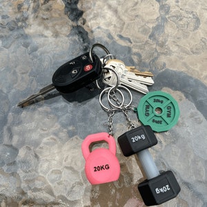 3D Printed Gym Weight Key Chains, Color and Text Customizable Dumbbell ...