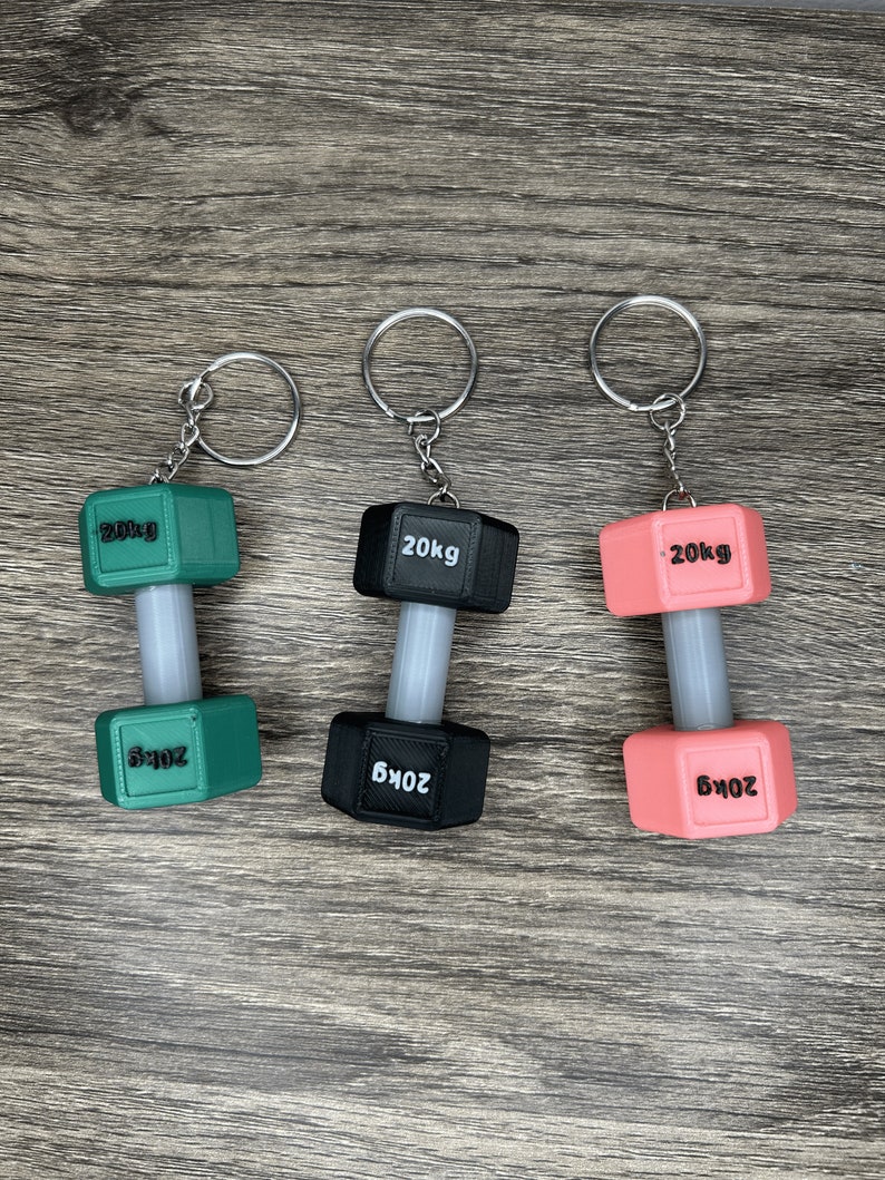 3D Printed Gym Weight Key Chains, Color and Text Customizable Dumbbell ...
