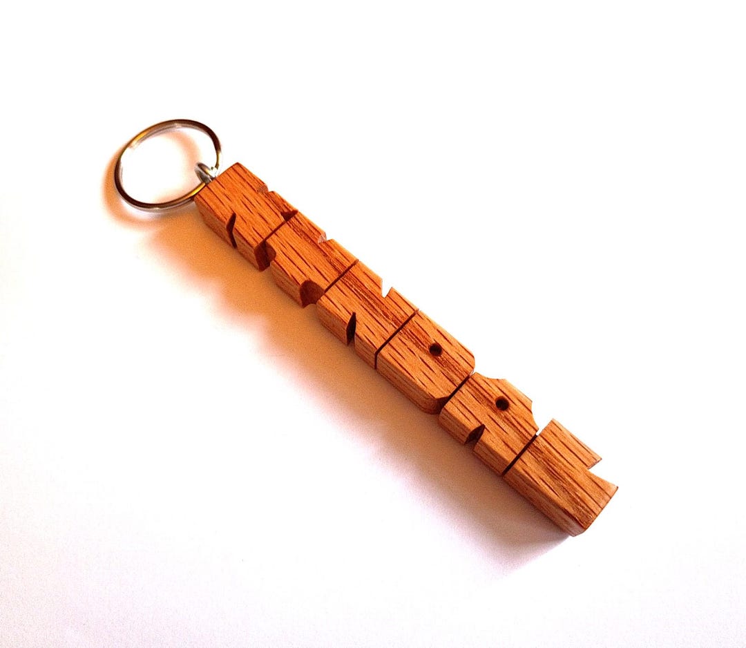 Custom Oak Wood Name Keychain, Carved to Order - Etsy