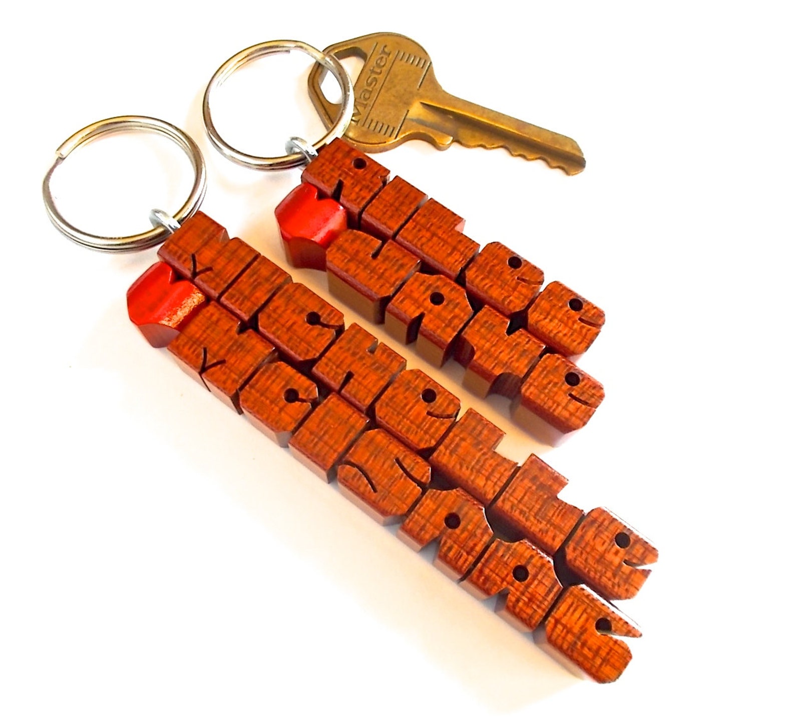 Bloodwood 2-liner Keychain, Names Custom Carved to Order - Etsy