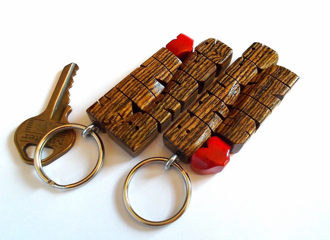 Wave Keychain in Bocote Wood Custom Names Carved to Order | Etsy