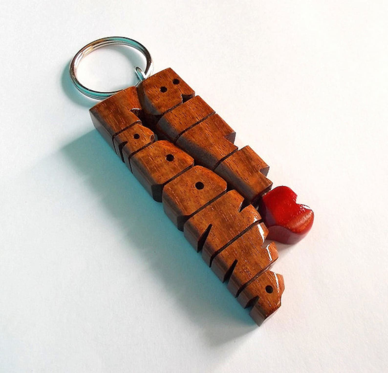 Wave Keychain in Mahogany Wood Custom Names Carved to Order | Etsy