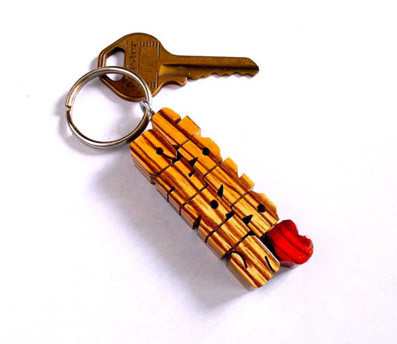 Zebrano Wood 2-liner Keychain, Custom Carved to Order - Etsy