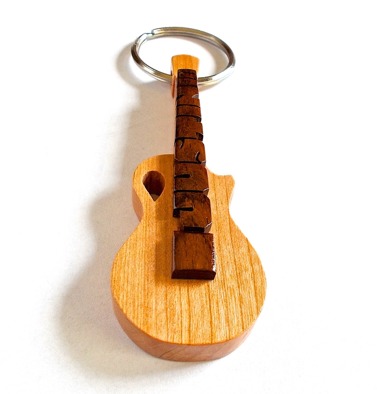 Guitar Name Keychain Custom Carved in Cherry Wood and - Etsy