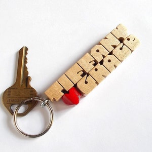Maple Wood 2-liner Keychain, Names Custom Carved to Order - Etsy