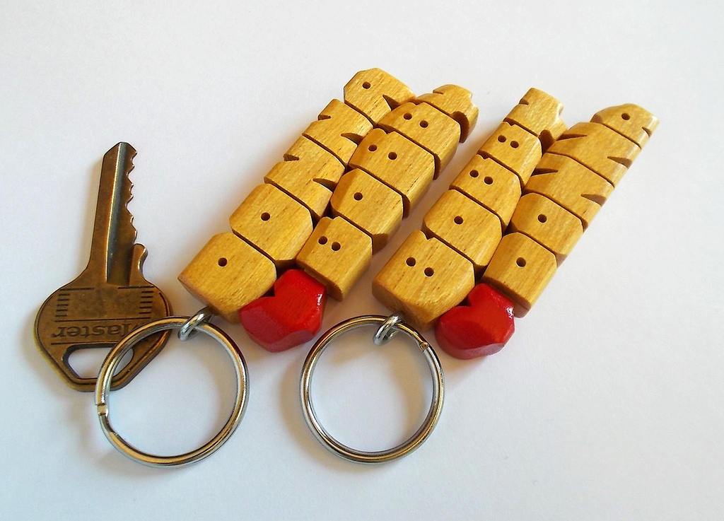 Wave Keychain in Pau Amarello Wood Custom Names Carved to | Etsy