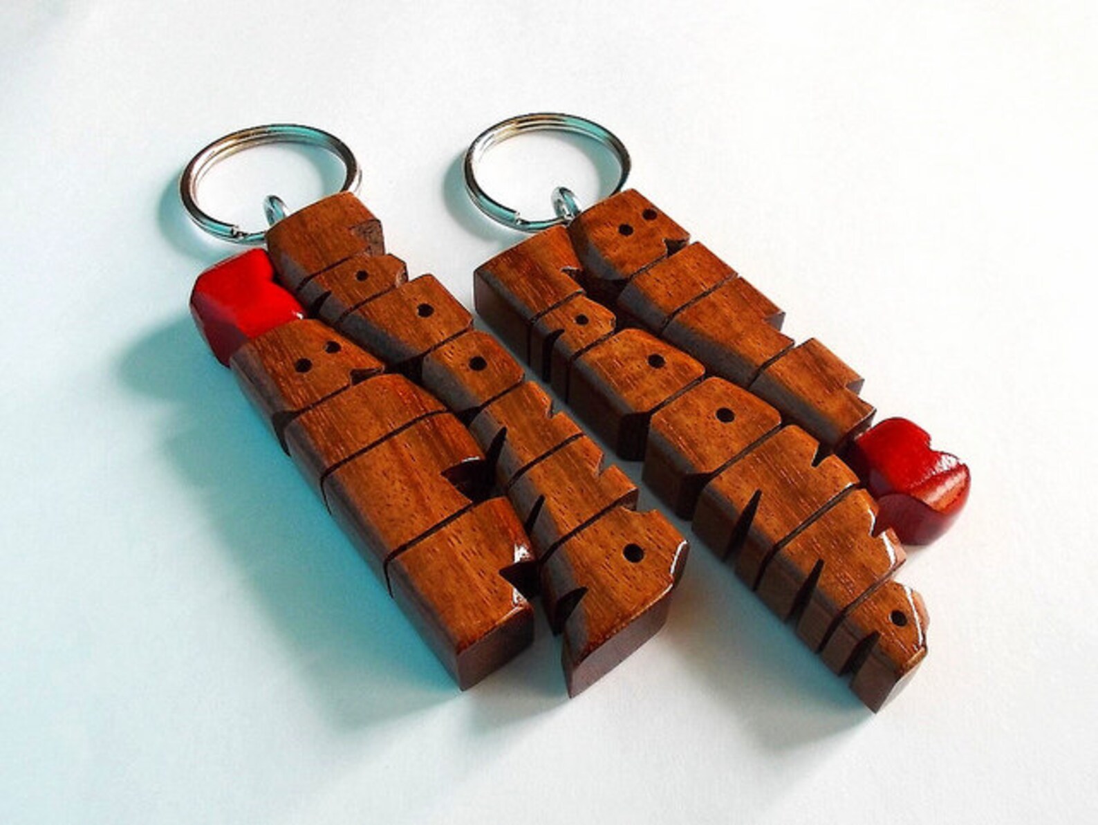 Wave Keychain in Mahogany Wood Custom Names Carved to Order | Etsy