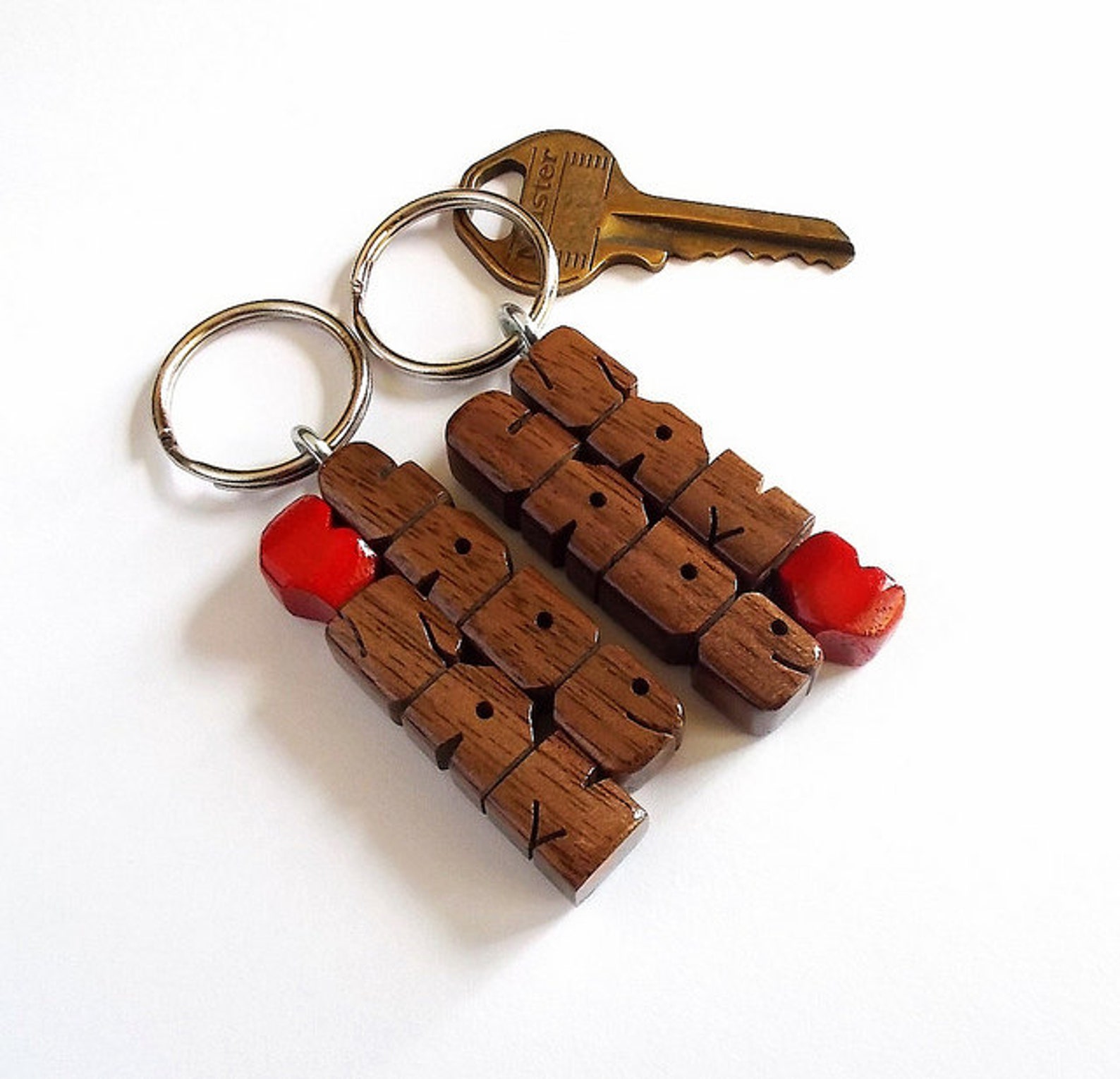 Walnut Wood 2-liner Keychain, Names Custom Carved to Order - Etsy