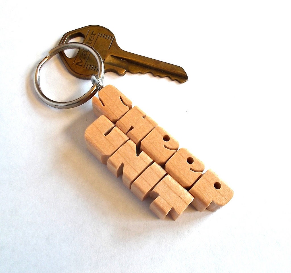 Maple Wood 2-liner Keychain Names Custom Carved to Order | Etsy