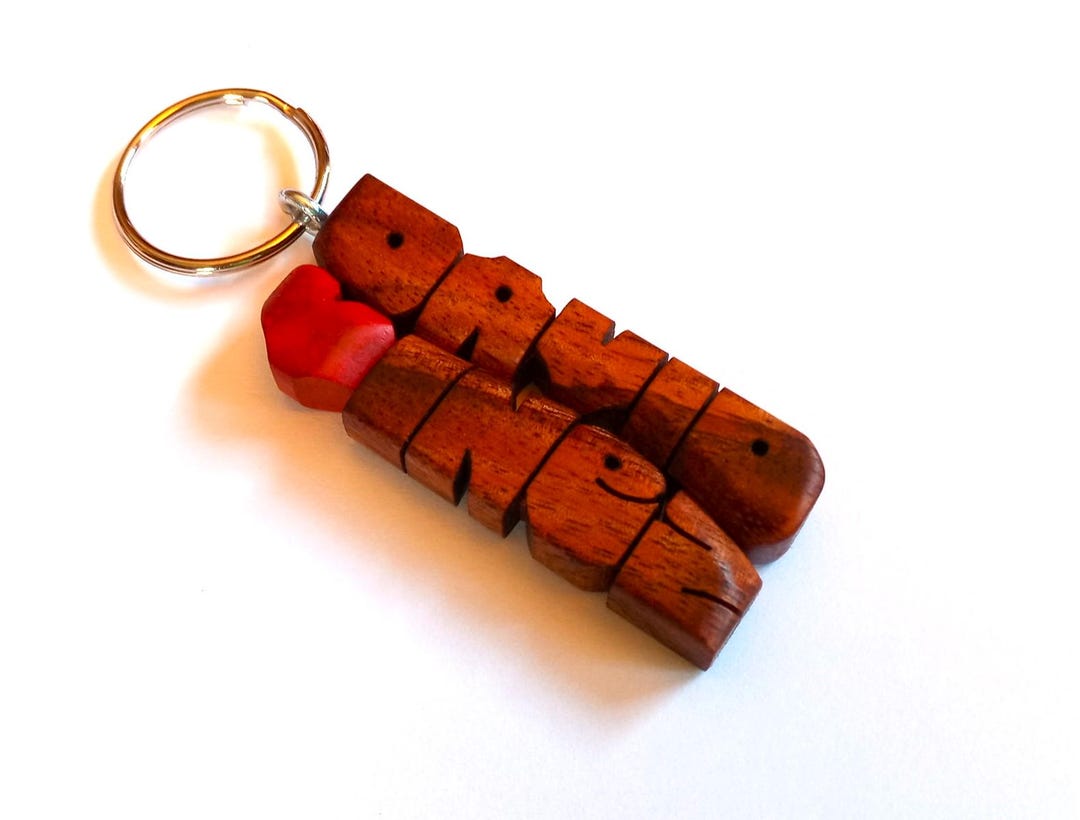 Wave Keychain in Hawaiian Koa Wood, Custom Carved to Order - Etsy