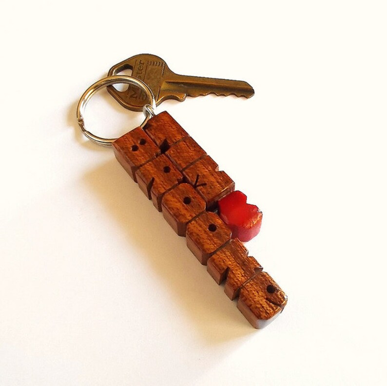 Mahogany Wood 2-Liner Keychain Names Custom Carved to Order | Etsy