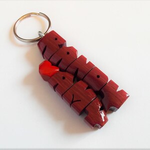 Wave Keychain in Purpleheart Wood, Custom Names or Words Carved to ...