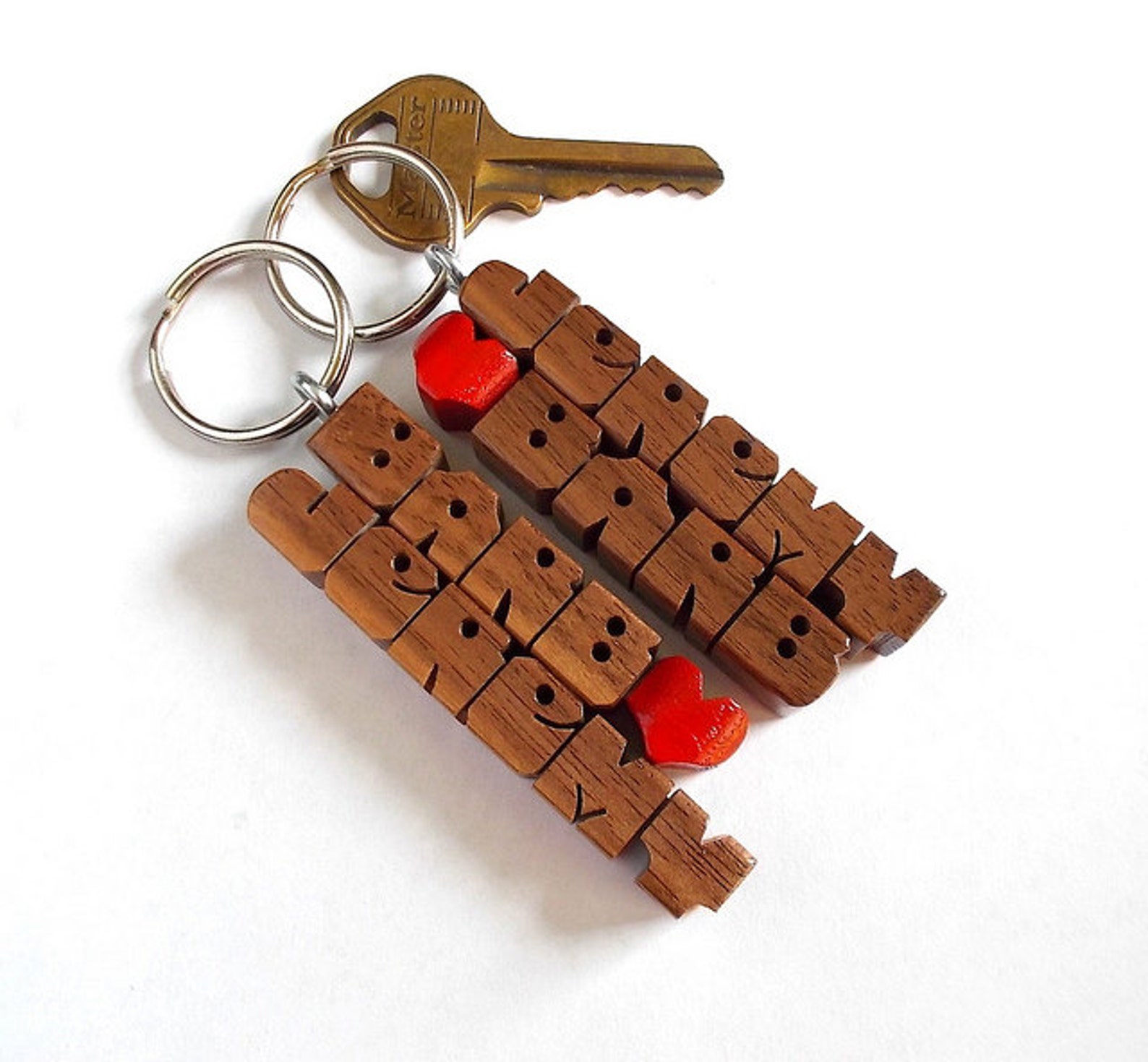 Walnut Wood 2-liner Keychain, Names Custom Carved to Order - Etsy