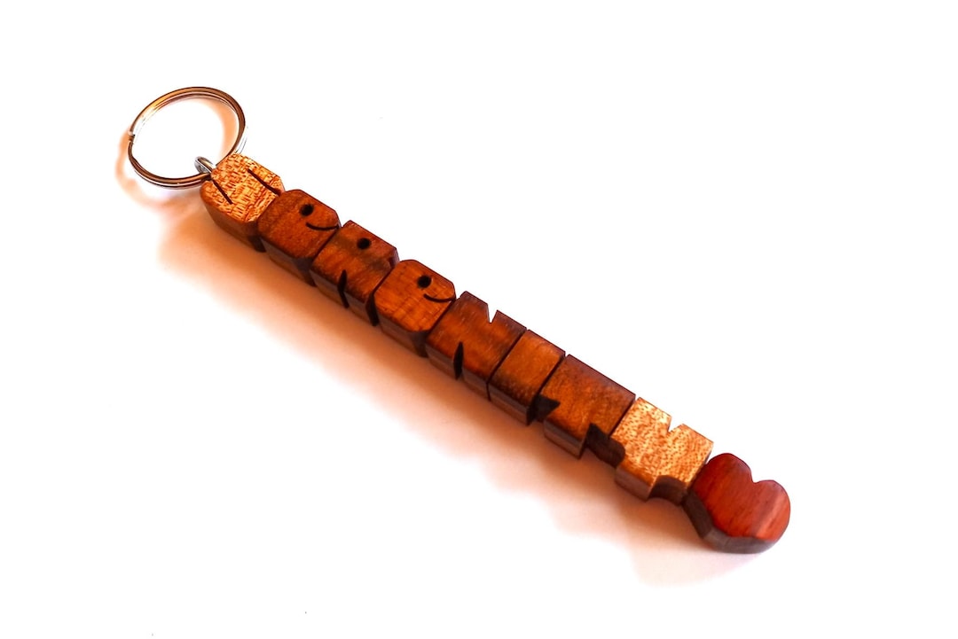 Hawaiian Koa and Walnut Woods Name Keychain, Custom Carved to Order ...